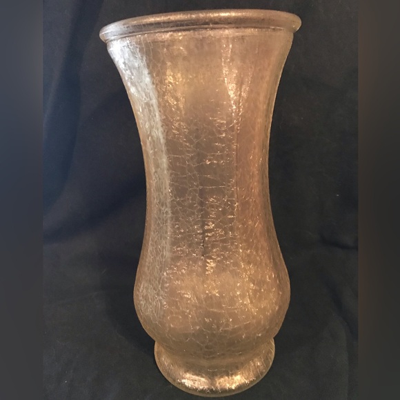 4206 | Accents | Elegant Glass Vase Pink Peach Crackle Frosted Texture ...